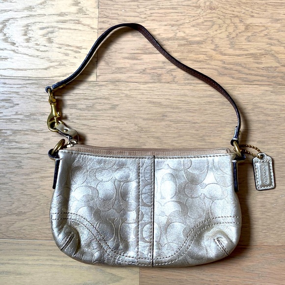 Coach | Bags | Vintage Coach Leather Silver Wristlet Clutch | Poshmark